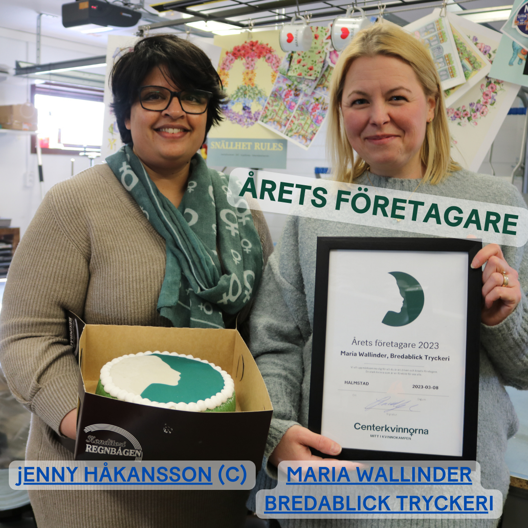 Maria Wallinder - årets kvinnoföretagare i Halland - Centerpartiet